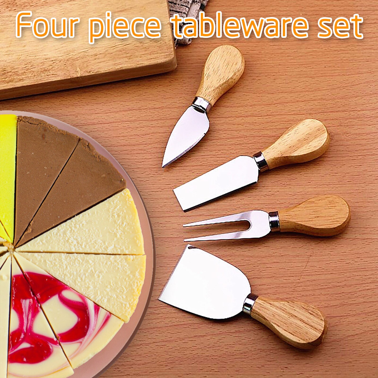 Cheese Knives Butter Pizza Cutting Tools With Wood... – Grandado