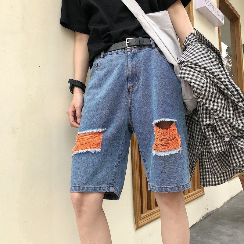 Zomer Ripped Denim Shorts Mannen Slim Casual Strai... – Grandado