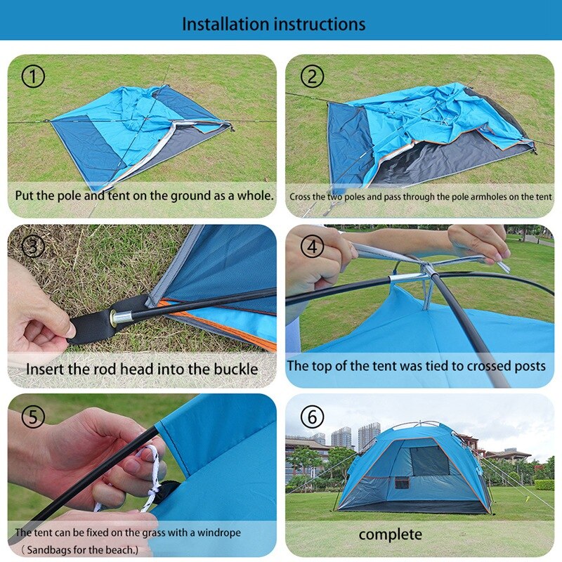 Tent-3/4 Person-Camping-Tents, Waterproof Windproo... – Grandado