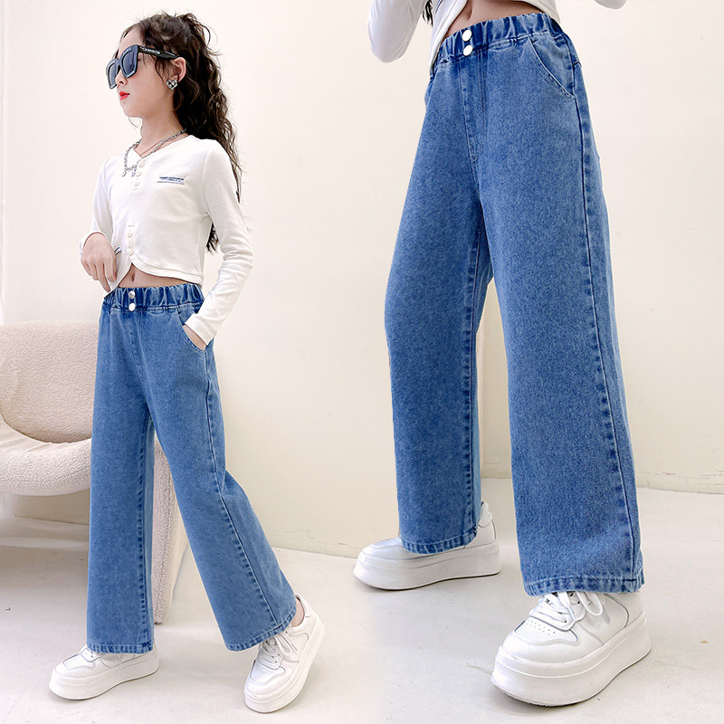 Girls Jeans Spring Autumn Teenage Loose Two Button... – Vicedeal