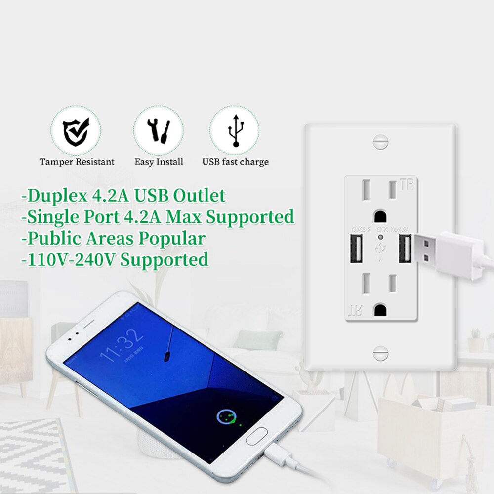 US Wall Outlets Electrical Plates Power Sockets wi... – Grandado