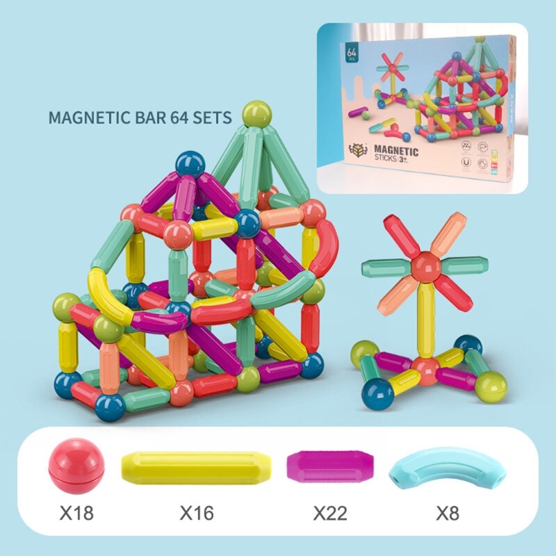 Educational Magnetic Building Sticks Set, 3D Magne... – Vicedeal
