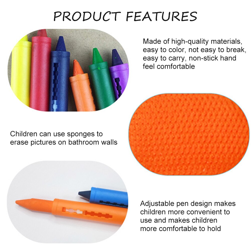 6pcs Non Toxic Plastic Safety Bath Crayon Set Wash... – Vicedeal
