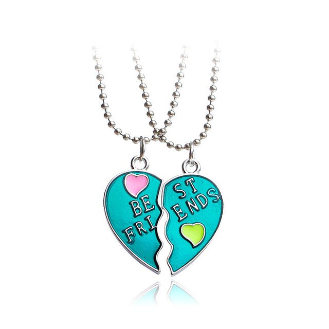 Couple Pink Blue Heart Broken Best Friends Necklac... – Vicedeal