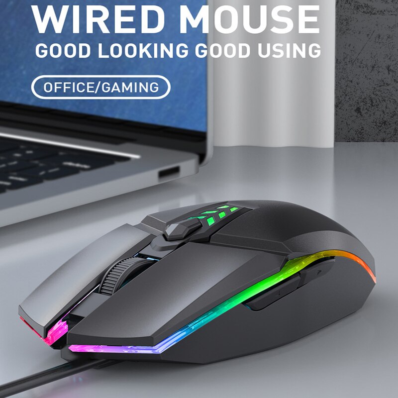 USB wired Mute Gaming Mouse 6-button 1600 DPI RGB ... – Grandado
