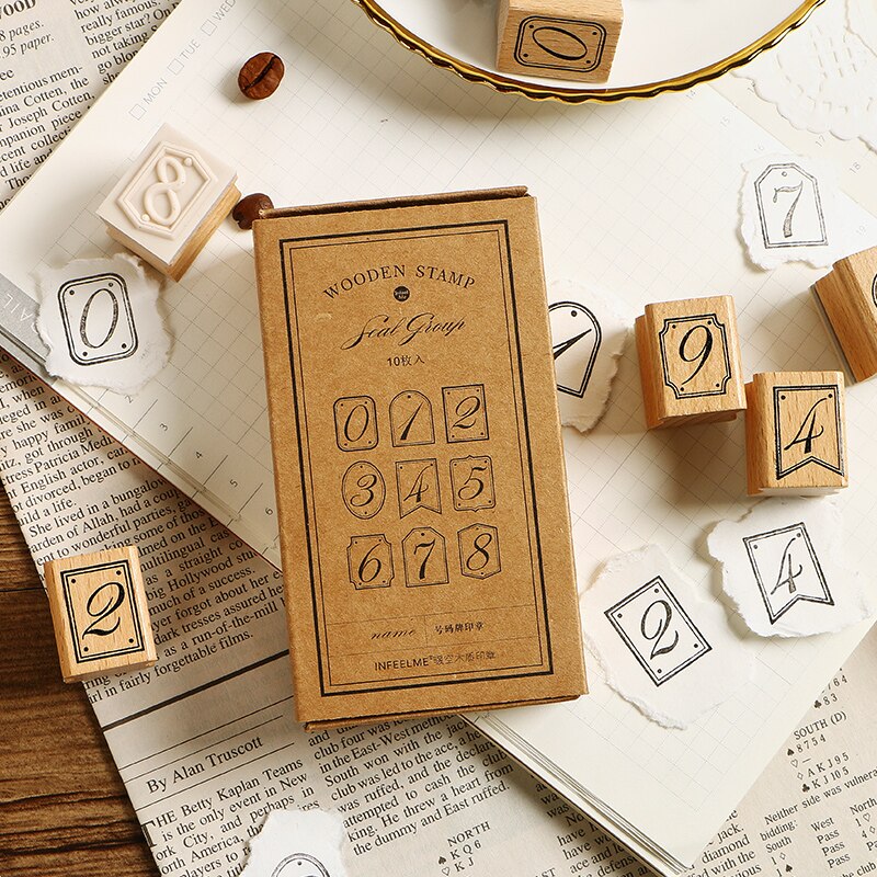 XINAHER 10 stks/set Vintage nummer label stempel D... – Grandado