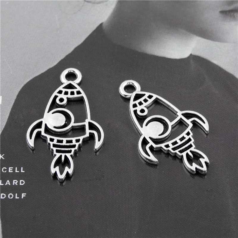 30Pcs Silver Color Mini Rocket Ship Charms Spacecr... – Grandado