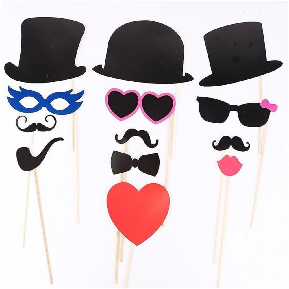 1 Sets (44 unids/set) Foto stand Prop bigote gafas... – Grandado