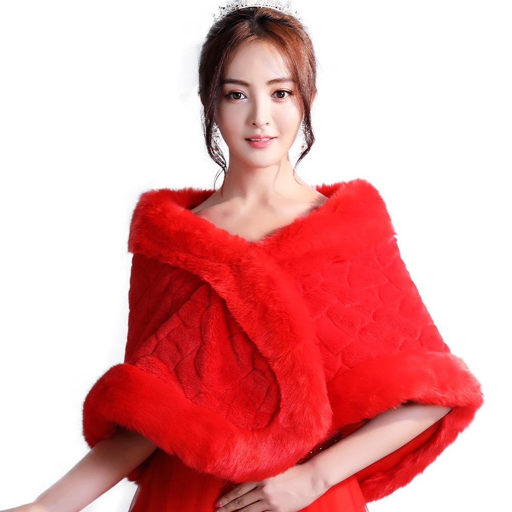 Ivory Winter Warm Faux Fur Women Wedding Bridal Wr... – Grandado