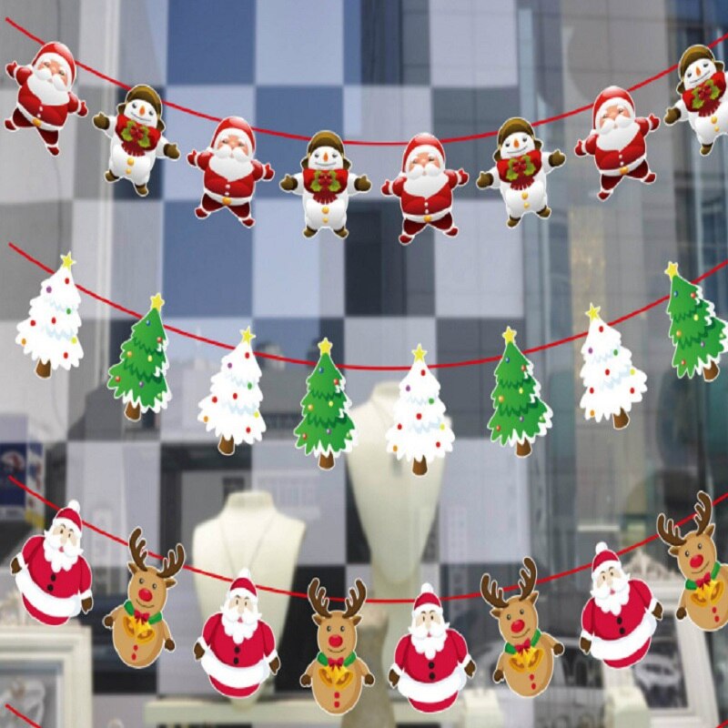 Christmas flag decorations, paper Christmas window... – Grandado