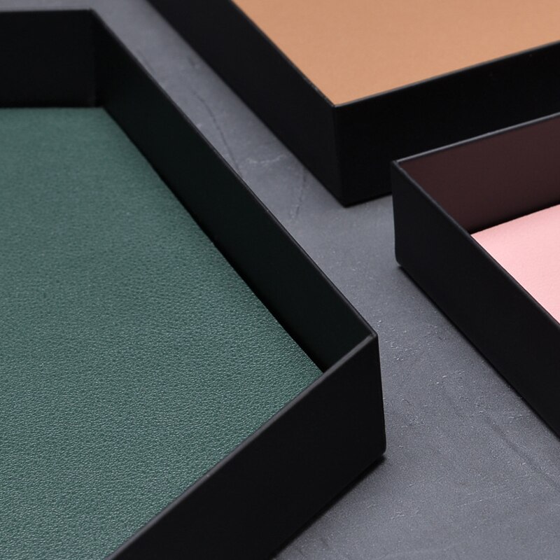 Storage Tray Modern Trays Leather Mat Iron Square ... – Vicedeal