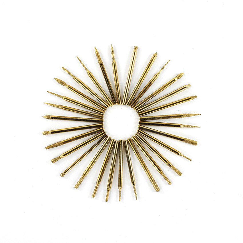 30Pc Diamond Rotary 3mm Golden Burr Needle Point P... – Grandado