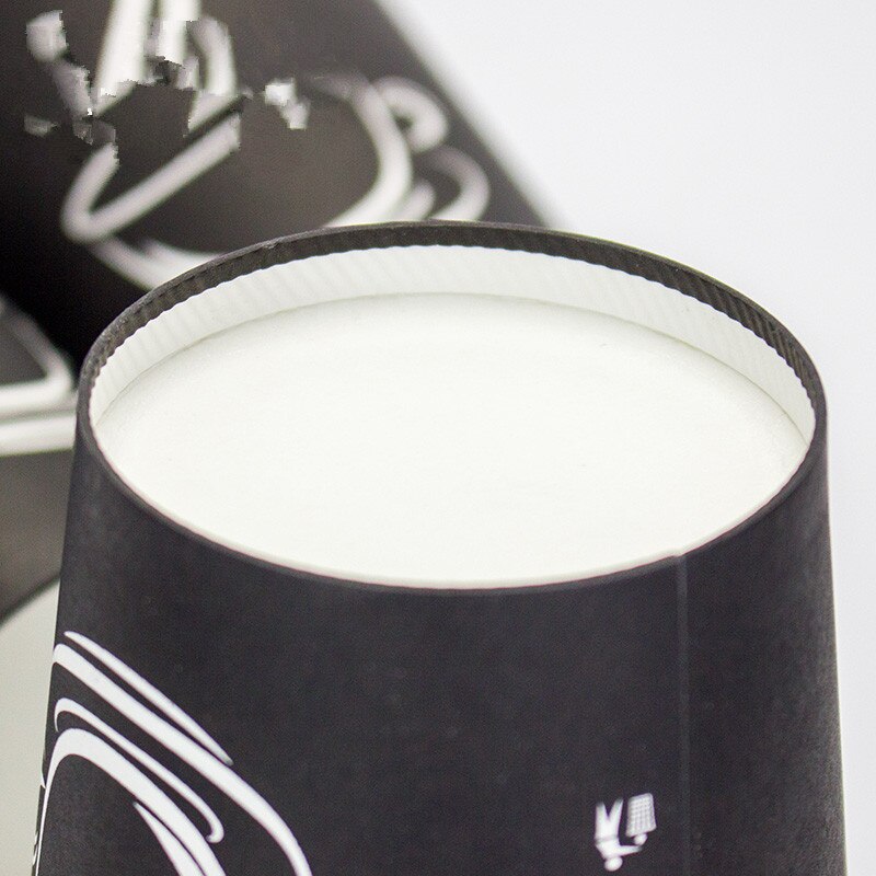 50pcs Black milk tea thick paper cup disposable co... – Grandado