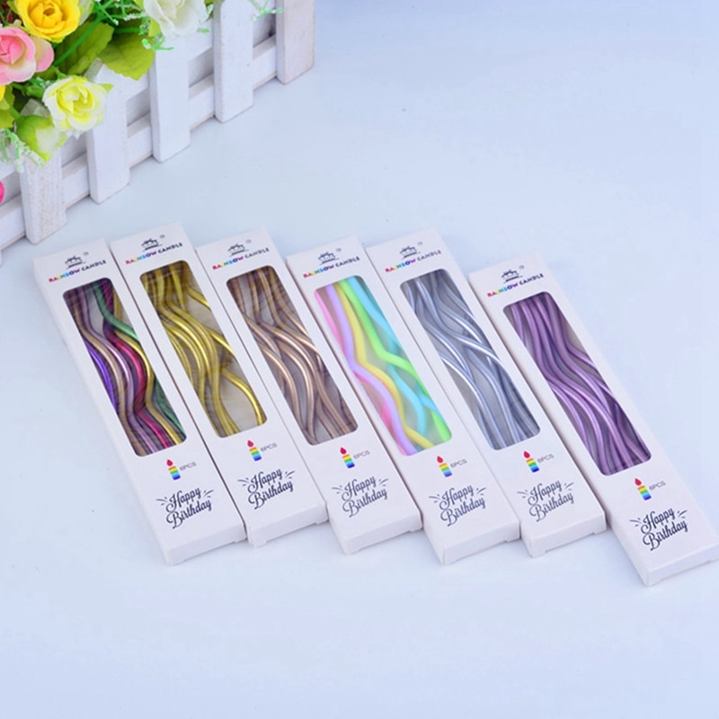 6Pcs/lot Threaded Candle Curved Spiral Cake Candle... – Vicedeal