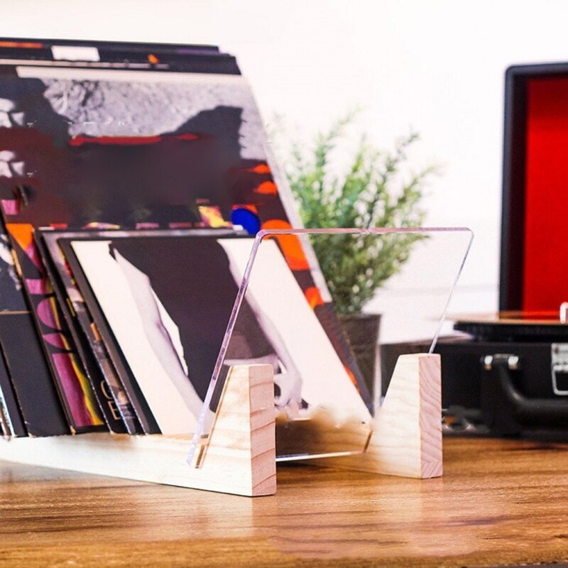 Acrylic Record Storage Holder Desktop Wooden Album... – Vicedeal