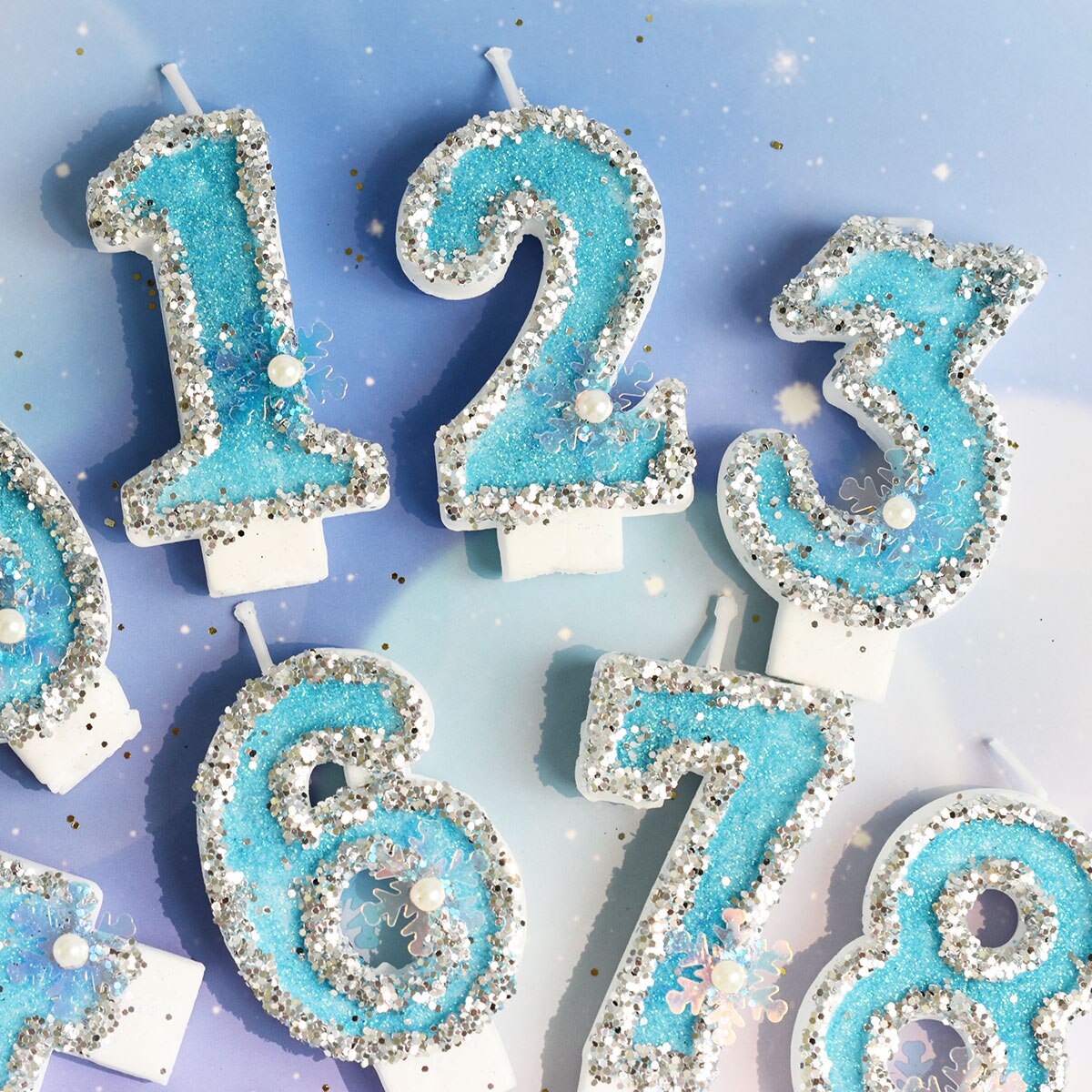 Decoração de casamento aniversário azul sequin flo... – Vicedeal