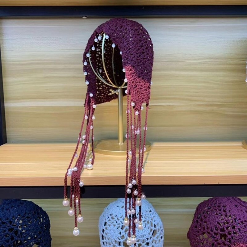 Women Beanie Bonnets handmade pearl princess hat t... – Vicedeal