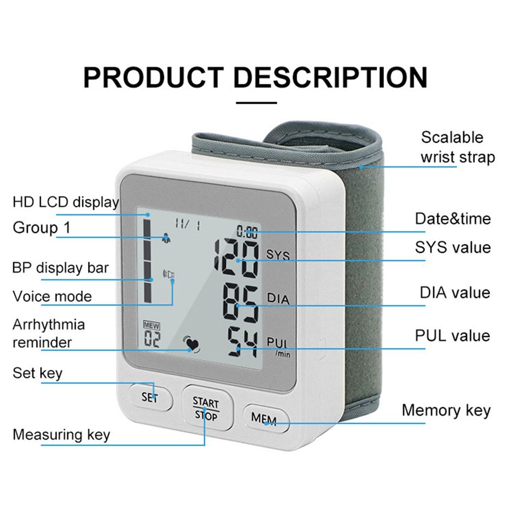 Sphygmomanometer Wrist Monitor Automatic Digital L... – Vicedeal