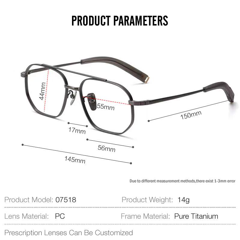 IP Pure Titanium Men Myopia Glasses Frame Pilot Op... – Grandado