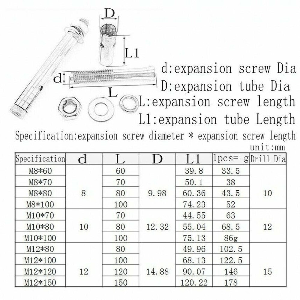 M6 316 expansieschroeven / verlengde expansieschro... – Grandado