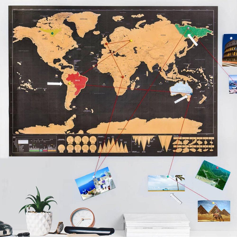 Scratch off World Map Mini Size 11.8x17 inch Gold ... – Grandado