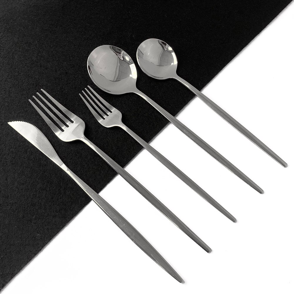 4set Rose Gold Flatware Set Mirror Dinnerware Cutl... – Vicedeal