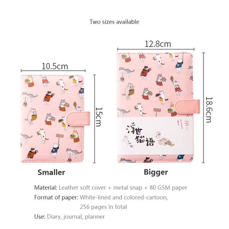 Kawaii cat travel journal Diary soft cover, Notepa... – Grandado