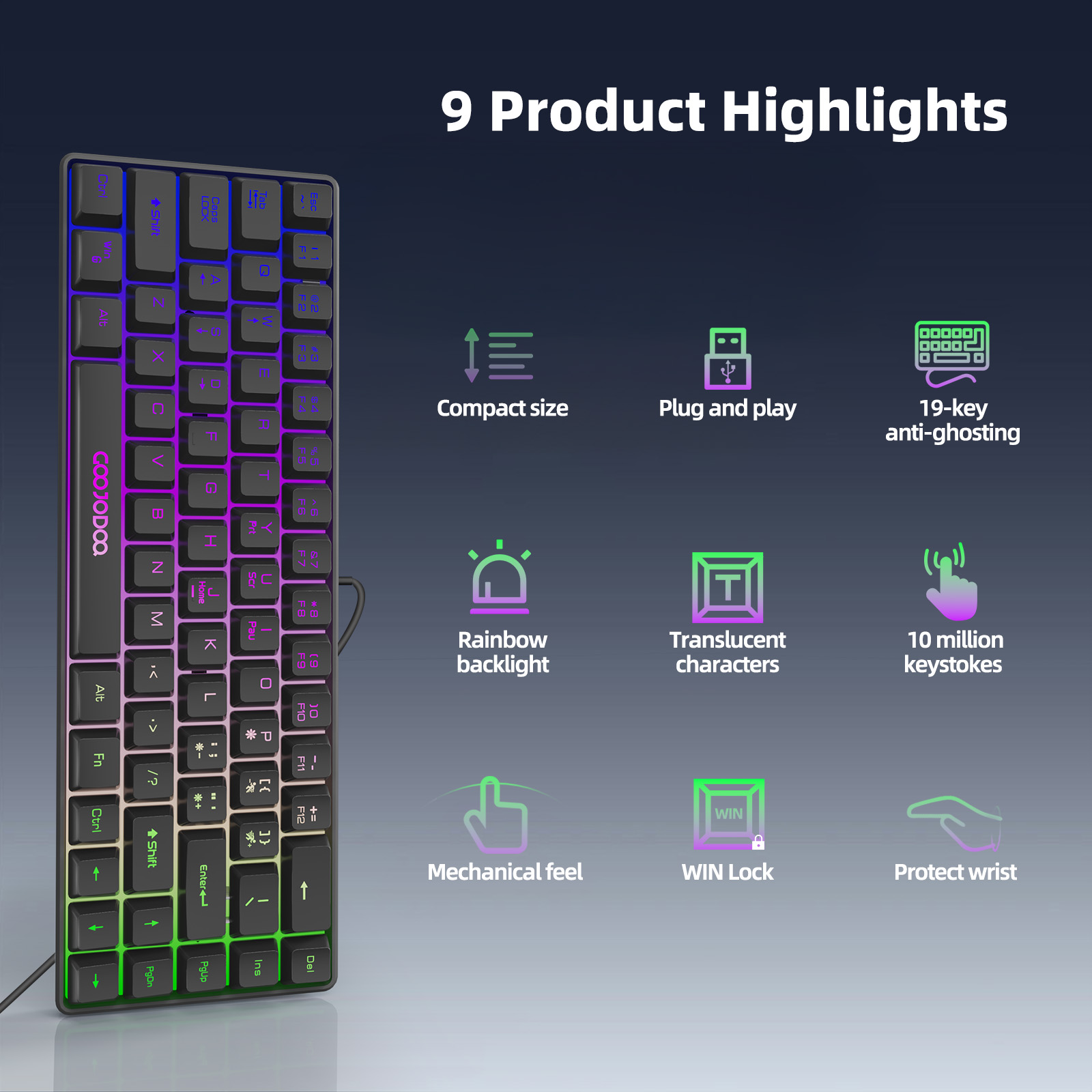 GOOJODOQ Mini 60% Gaming Keyboard Portable Wired P... – Vicedeal