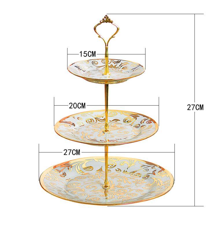 European ceramic three-layer fruit plate cake rack... – Grandado