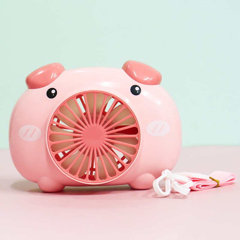 Cute Pig Cartoon Fan Holding Light Hanging Neck US... – Vicedeal
