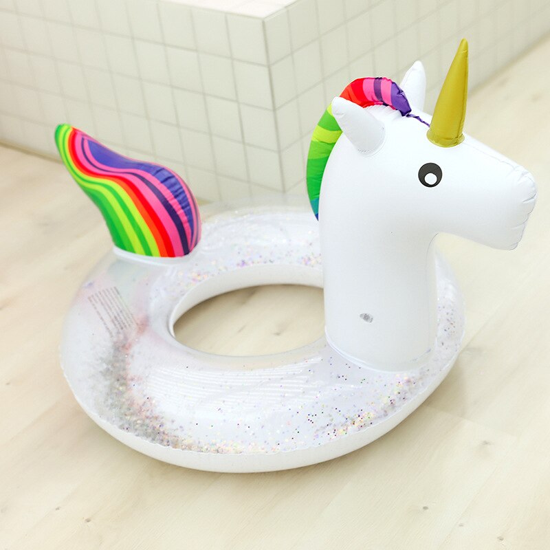 Inflatable Sequins unicorn Swim Ring Pool Float Ad... – Grandado