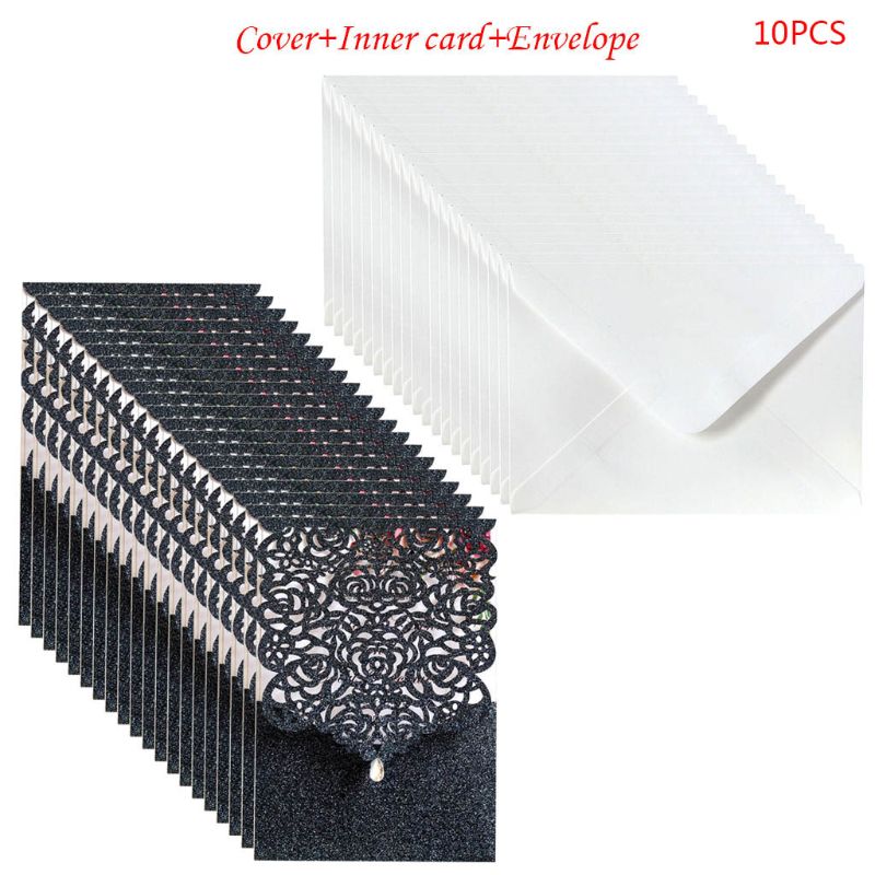10pcs Cut Glitte Rose Invitations Card with Rhines... – Grandado