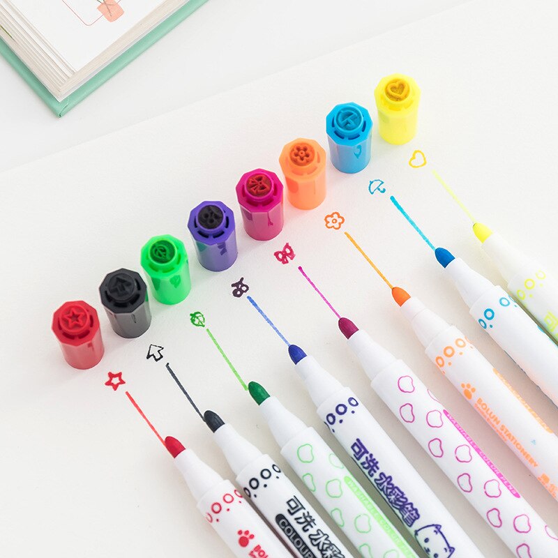 12 Kleuren Kawaii Seal Stempel Wasbare Aquarel Pen... – Grandado