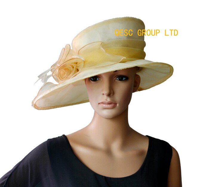 White black Wide brim Organza Hats Church Hat for ... – Vicedeal