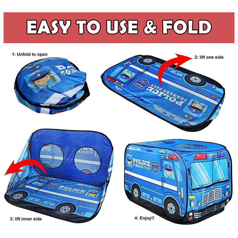 Police Truck Kids Play Tent Kids Play Tent Foldabl... – Grandado