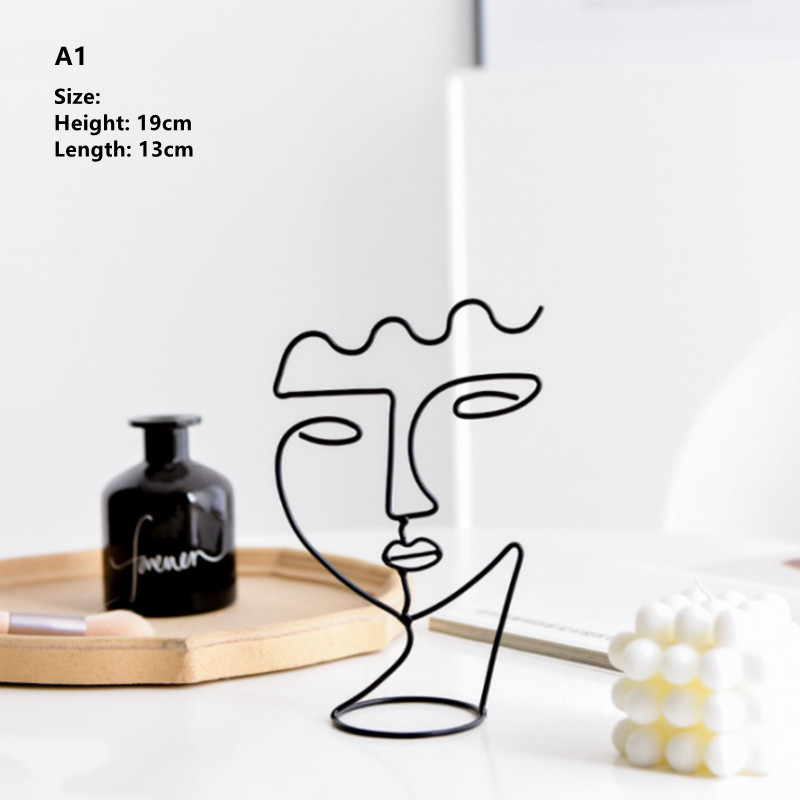 INS Nordic Figure Face Abstract Sculpture Metal Ar... – Grandado