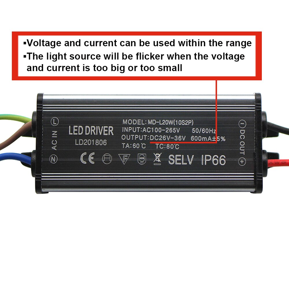 Aluminium IP66 20W LED-treiber 600mA AC 100-265V Energie Versorgung Beleuchtung Transformator ...