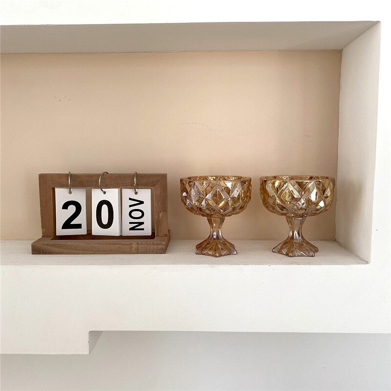 Ins Crystal Glass Vintage Amber Embossed Goblet Sa... – Grandado