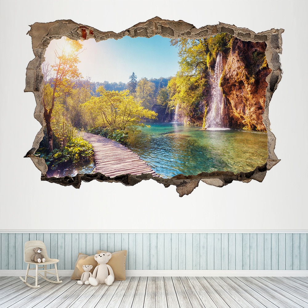 Pegatinas de puerta de paisaje Natural de montaña, pared rota 3D, Mural ... Pegatinas de puerta de paisaje Natural de montaña, pared rota 3D, Mural ...