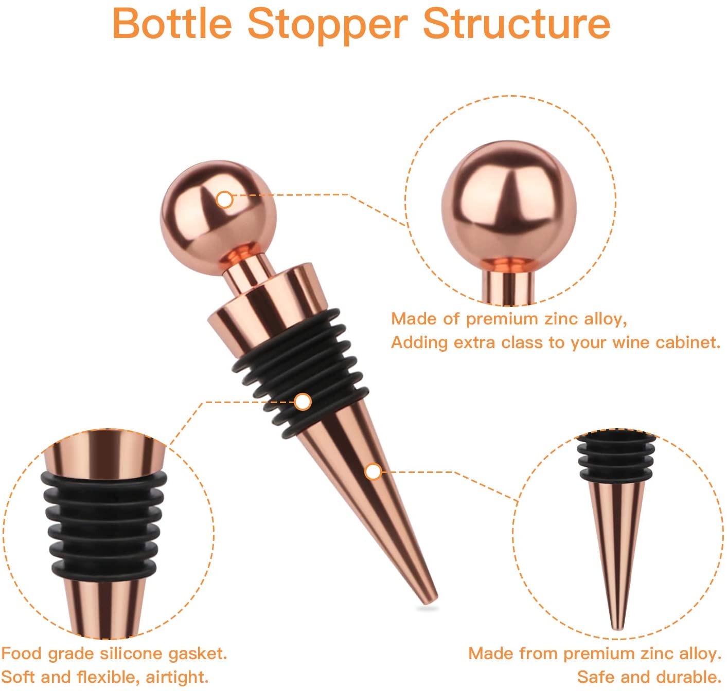 Rose Gold Wijnfles Stoppers Bal Ontworpen Herbruik... – Grandado