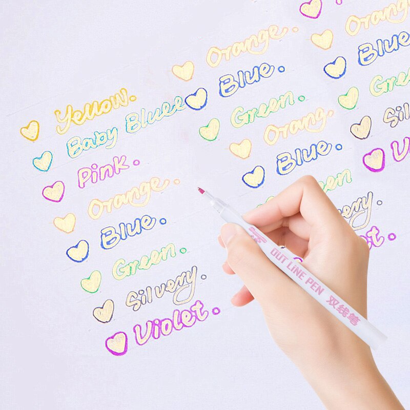 1/8pcs Card Writing Double Line Outline Pen Art Ma... – Vicedeal