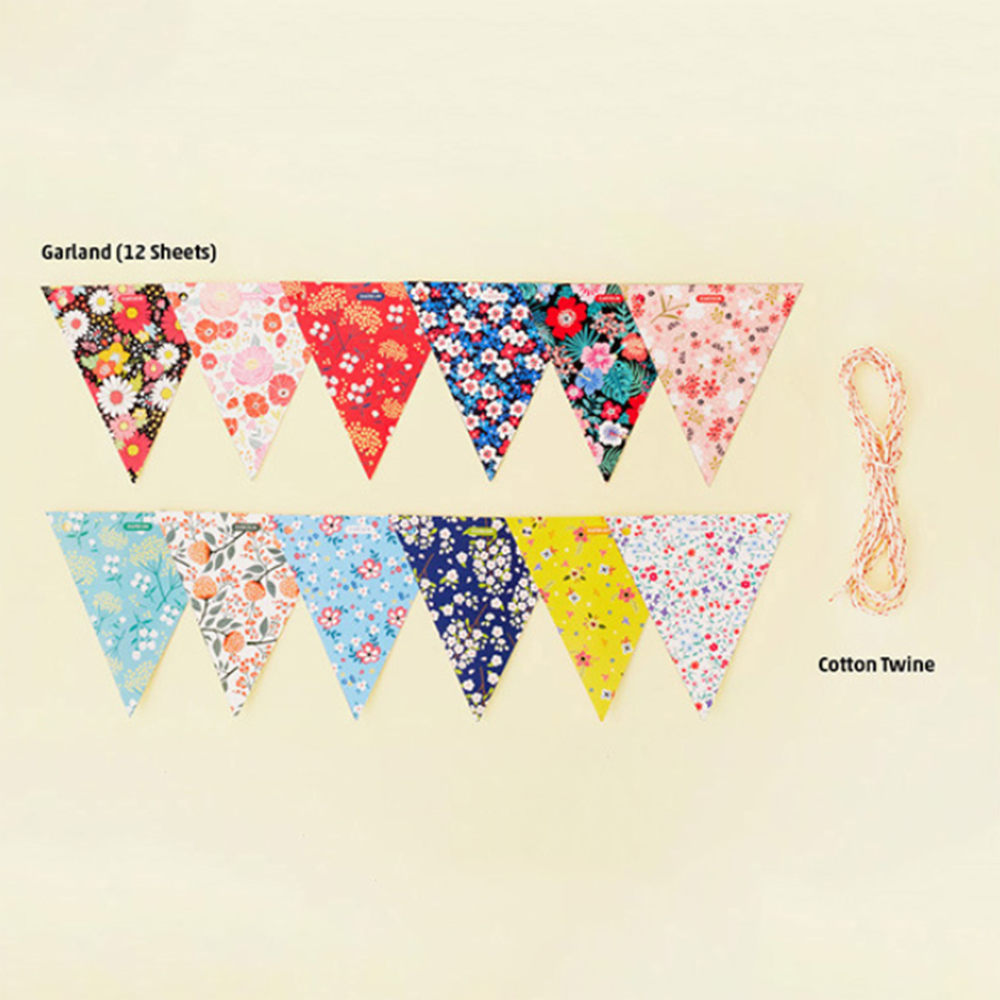 12pcs Vintage Flower Print Flags 12*13cm Bunting F... – Vicedeal