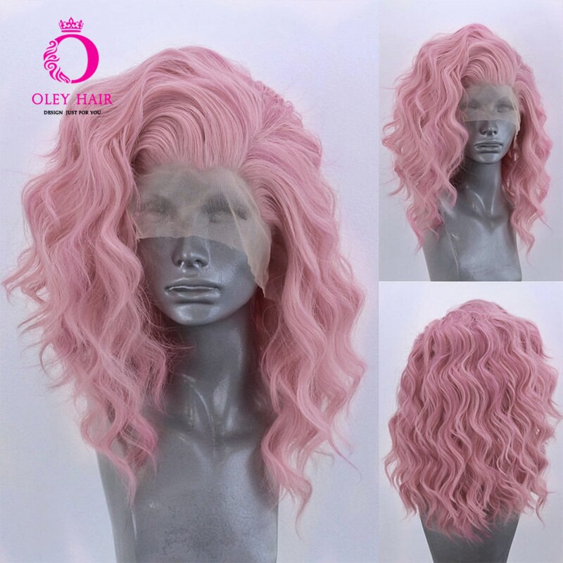 Light Pink Synthetic Lace Front Wig Heat Resistant... – Grandado