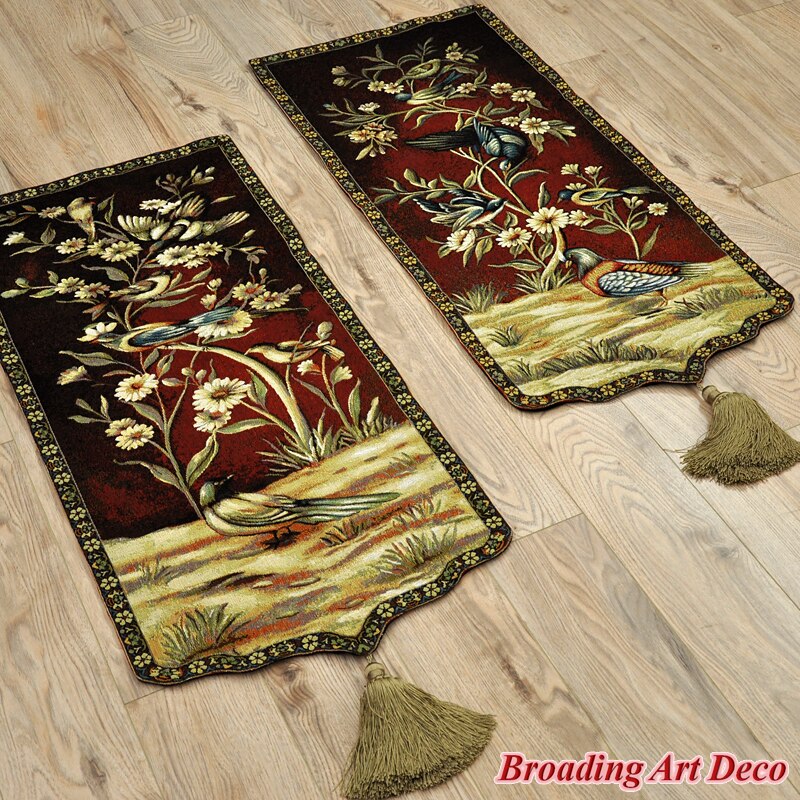 Pair of Flower & Birds Jacquard Weave Tapestry Wal... – Grandado