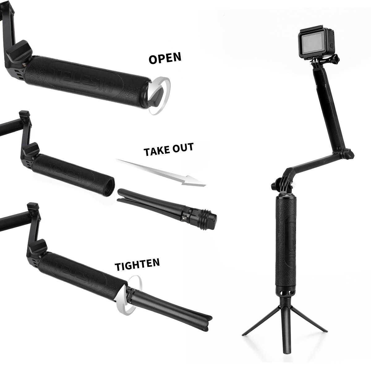 Telesin Three-direction Folding Pole Waterproof Se... – Vicedeal