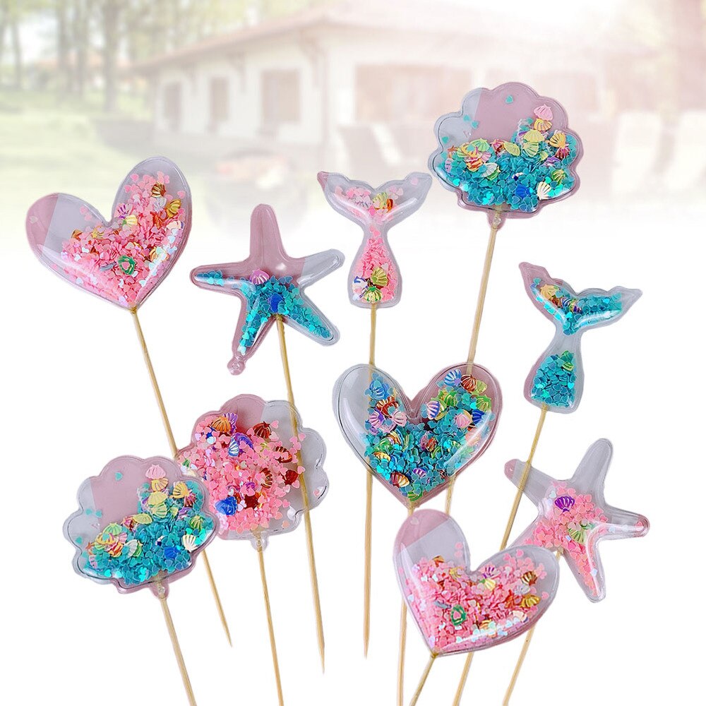 10pcs Cake Toppers Transparent Shiny Cake Inserts ... – Vicedeal