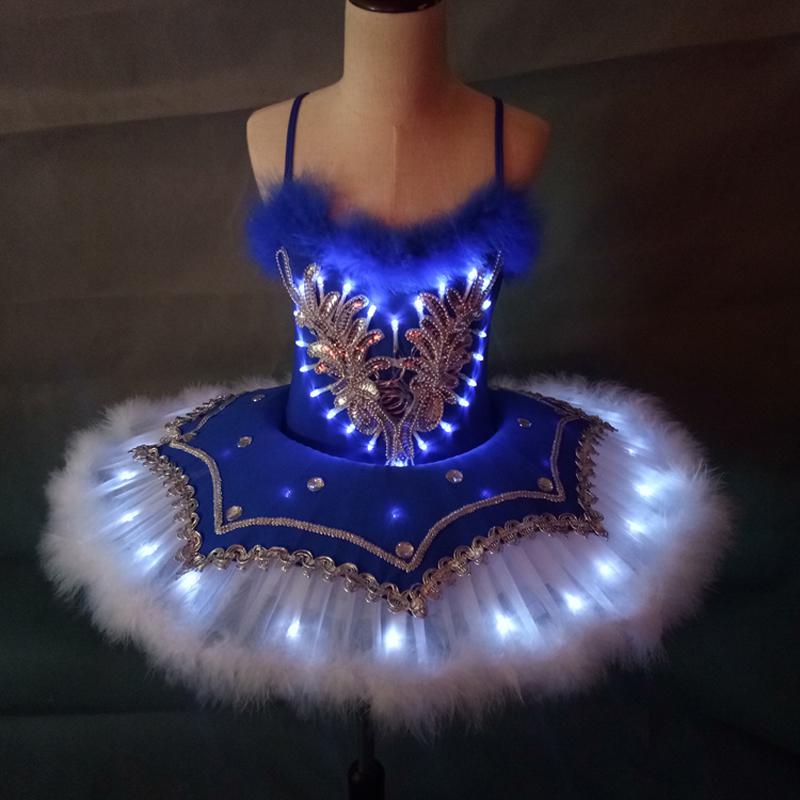 Child Platter Tutu Led Ballet Costumes Feather Swa... – Grandado