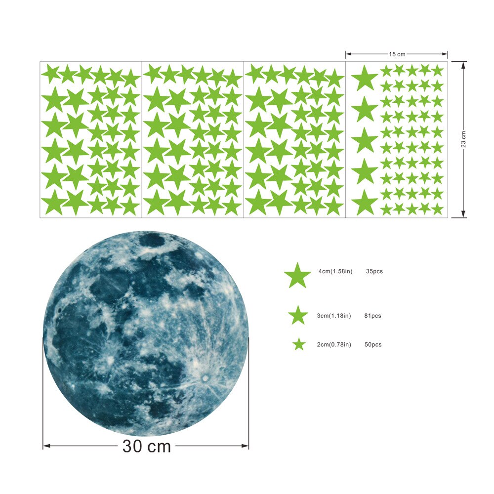 221 Pcs Starry Sky Moon Glowing Stickers Set Home ... – Grandado
