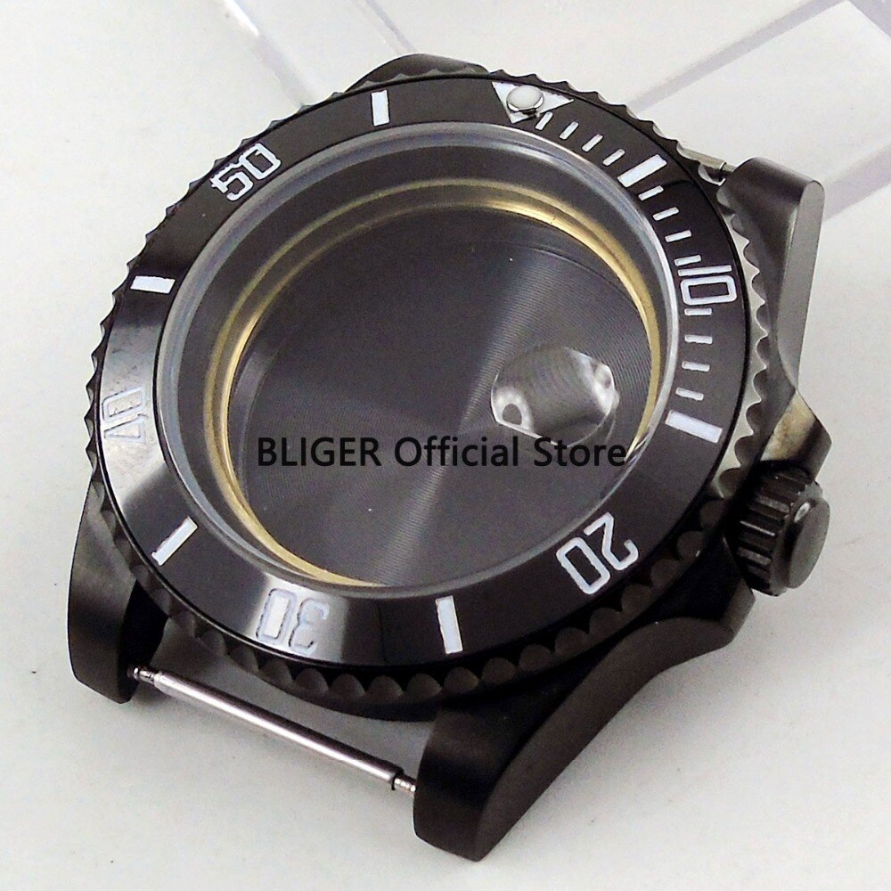 Solid 40mm Black Ceramic Bezel PVD Coated Stainles... – Grandado