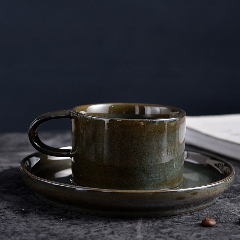 Retro Ceramic Cup Coffee Mug Simple Solid Color Of... – Grandado